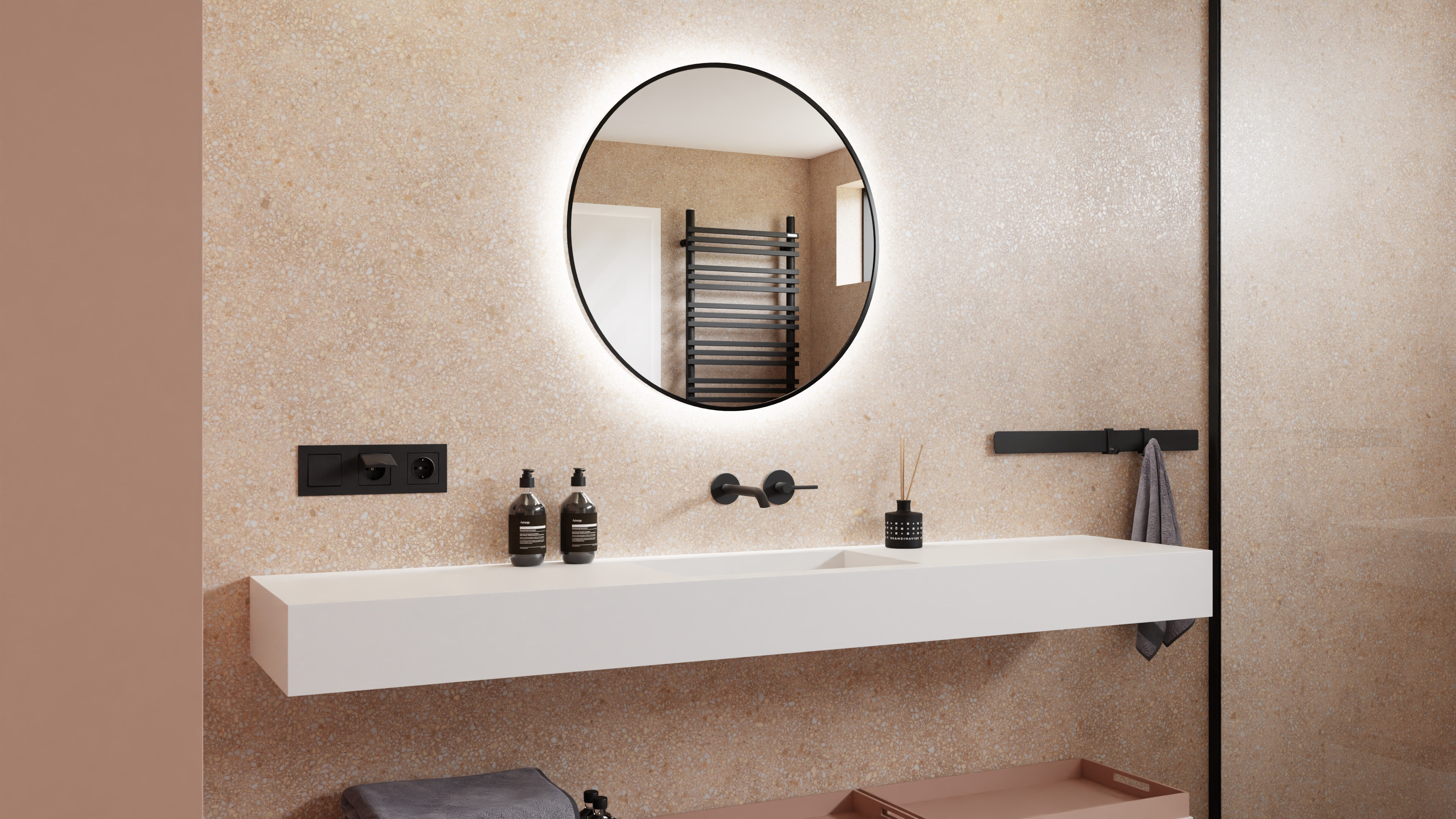 Lustro łazienkowe z oświetleniem LED dekoracyjne w ramie metalowej ...